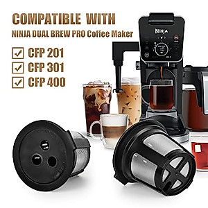 Reusable Coffee Filter for Ninja Coffee Maker, 4 Pack Refillable K Cup Coffee Pods with BPA Free and Stainless Steel Mess Material Compatible with Ninja CFP201 CFP301 CFP400 Dual Brew Pro Coffee Maker