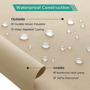 SunPatio Chaise Lounge Cover Outdoor Waterproof, 2 Pack Patio Lounge Chair Cover 600 D Heavy Duty, UV & Rip & Fade Resistant, All Weather Protection, 80W x 32D x 10/25H inch, Beige & Olive