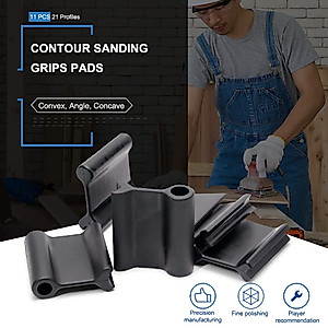 DITKOK 11 PCS Contour Sanding Grips with 21 Profiles, Woodworking Angle Sanding Pads for Convex and Concave Sanding, Sanding Tools for Woodworkers/Home/Arts/Crafts