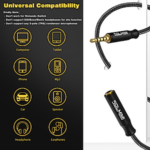 SOLMIMI 3.5 mm Headphone Extension Cable, TRRS 4-Pole Male to Female Headset Audio Extension Cable AUX Cord for Phones, Gaming headsets, TV, Laptop, PC, Car Audio, Speakers, MP3(7 Feet)