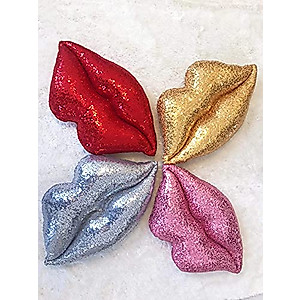 woody Pink Lips Glitter Pillow Home Decor Lips Throw Pillow Decorative Cushion Pillow Couch Bed Shaped Pillow Sparkle Luxury Pillow Sparkling Pillow 17x10 Inches