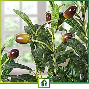 CROSOFMI Artificial Olive Tree Plant 5 Feet Fake Topiary Silk Tree, Perfect Faux Plants in Pot for Indoor Outdoor House Home Office Garden Modern Decoration Housewarming,1Pack
