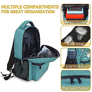 Personalized Llama Backpack with Lunch Box Set for Girls Boys, 3 in 1 Primary Middle School Backpacks Matching Combo, Large Capacity, Durable, Lightweight, Teal Bookbag and Pencil Case Bundle