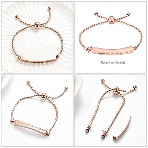 Hearbeingt Memorial Ashes Bracelet,Cremation Jewelry Urn Bracelet for Ashes Adjustable Classic Crystal Keepsake Bangle for Women(Rose Gold)