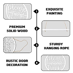 Please Do Not Knock Or Ring Doorbell Sign No Soliciting Sign for House Wood Do Not Disturb Door Hanger Sign Funny Office Door Signs Baby Sleeping Sign No Stranger Hanging sign Go Away Farmhouse Decor