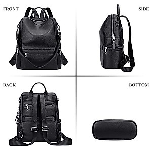 ALTOSY Leather Backpack for Women Elegant Genuine Backpack Purse Ladies Leather Shoulderbag （S80 Black）