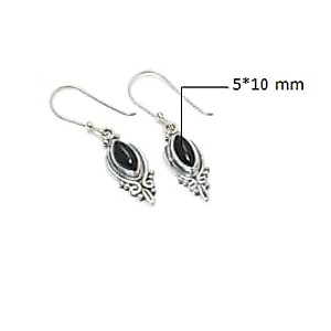 AUDRIELLE Black Onyx Marquise Shape Gemstone Handmade 925 Solid Sterling Silver Jewelry Earring 08