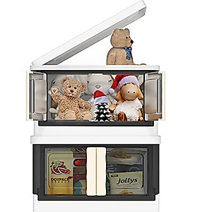 XJJX Large Storage Bins with Lids,10.5Gal Folding Storage Box with Wheels,Handles,Dual Open Design,Closet Organizers and Storage for Organizing Clothes,Towels,Toys,Books,Snacks,Drinks,Fruits (Beige 2)