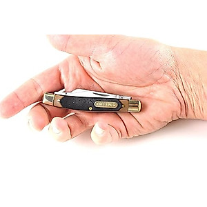 Old Timer 34OT Middleman 5.7in S.S. Traditional Folding Knife with 2.4in Clip Point Blade and Sawcut Handle for Outdoor, Hunting, Camping and EDC,Brown