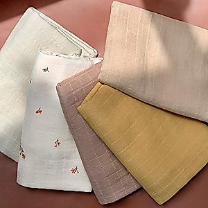 LifeTree Muslin Baby Swaddle Blankets Neutral, Organic Cotton, Large 47 x 47 inches, Swaddling Receiving Blanket for Boys & Girls (Beige)