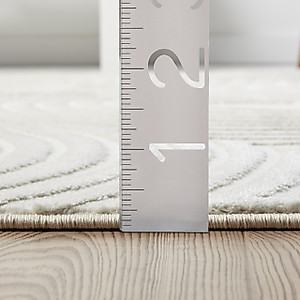 Abani Neutral Cream Area Rug 8' x 10' for Living Room, Bedroom - Half-Moon Design - Durable & Easy to Clean