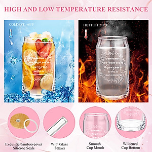 Yaomiao 3 Pcs Christmas Employee Appreciation Gift for Women Thank You 16 oz Glass Cup Makeup Bag Keychain for Teacher(Awesome)