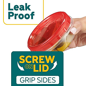 ELEGANT DISPOSABLES Twist Top Food Storage Containers 8 oz 12 Pack Plastic Freezer Storage Containers Leakproof Reusable with Screw on Colored Lids (12)