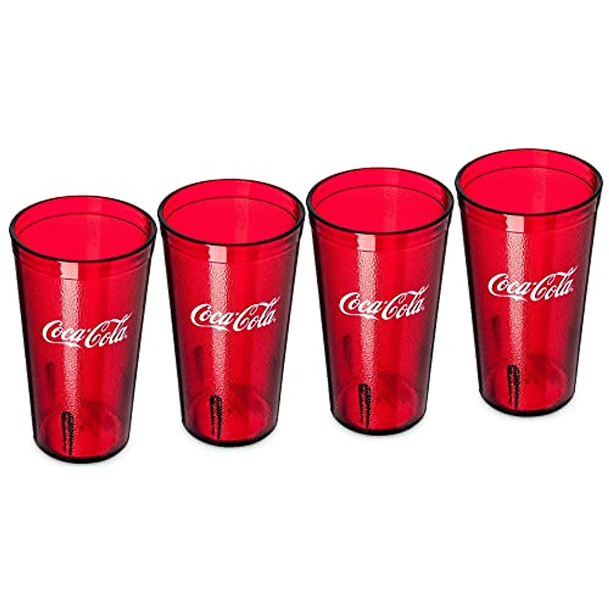 Carlisle Paddles Coca Cola Logo Ruby Red Plastic Tumblers Set of 4-16oz (Coke)