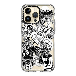 CASETiFY Clear iPhone 14 Pro Max Case [Not Yellowing / 6.6 ft. 3X Military Grade Drop Protection/Magsafe] - matt Darling Sticker Collage - Clear
