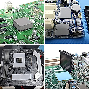 Aairhut 4 Pack 13W/m.K Thermal Pads, 100 x 100mm 0.5mm+1mm+1.5mm+2mm Silicone Cooling Pad Non Conductive Heat Resistance Extreme Odyssey Cover with Dual Self-Adhesive Films for PC Laptop RAM