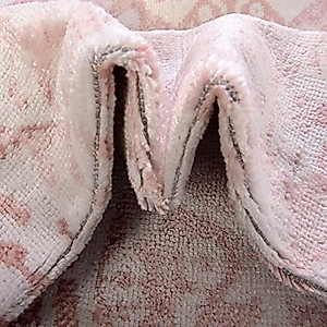 Unique Loom Oxford Collection Modern Geometric Pink/Ivory Round Rug (3' 0 x 3' 0)