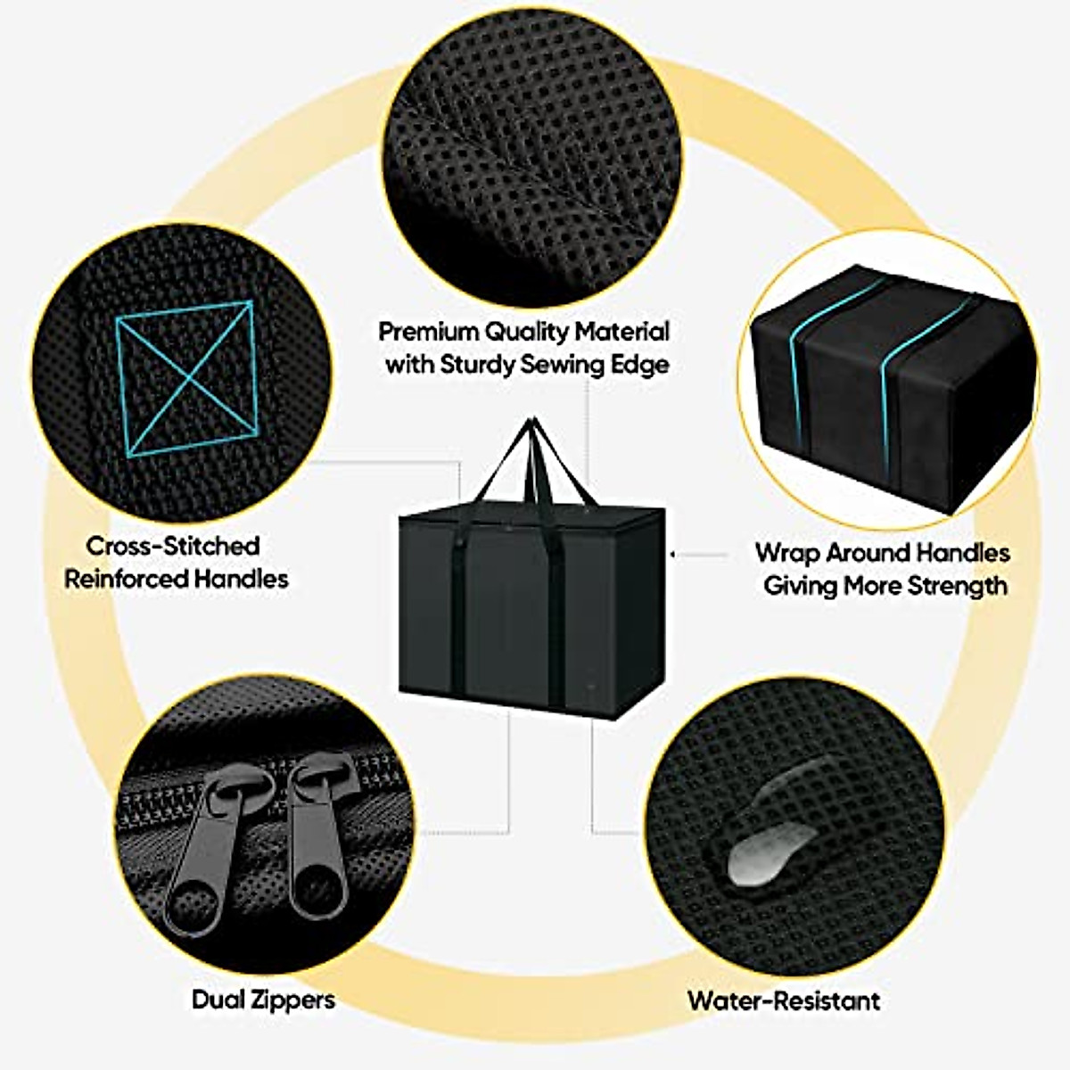 BALEINE 2Pk Insulated Reusable Grocery Bags, Collapsible Cooler Bag for Groceries, Heavy Duty Large Insulated Bag (Large, Charcoal Black)