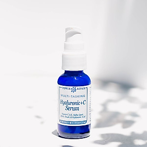 Peak Scents Power Repair Hyaluronic + C Serum - Natural Herbal Skin Care Serum w/Hyaluronic Acid and Vitamin C & E for Face - Anti Aging Facial Serum for Hydration & Skin Tightening (1 Oz)