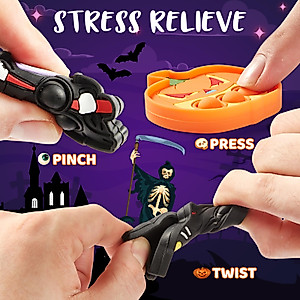 FIDWOD 32Pcs Halloween Party Favors Packs: Pop Fidget Toys Keychain with Halloween Style Cards for Kids - Stocking Stuffers Goodie Bag Fillers - Stress Relief Sensory Toys Set