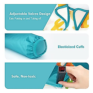 Long Sleeve Bibs for Babies Boys 6-12-18-24 Months Waterproof Toddler Shirt Bib with Sleeves Food Catcher for Feeding Eating Led Weaning Mess Proof Smock Bib Wearable Reusable Washable Quick Dry