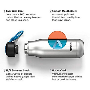 Zoku Gunmetal Vacuum Insulated Stainless Steel 25oz Water Bottle, 25-Fluid Ounces