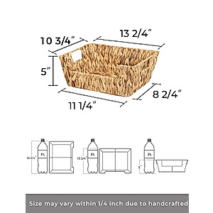 StorageWorks Water Hyacinth Open-Front Storage Basket, Wicker Storage Baskets for Shelves, Hand-Woven Bin with Handles, Kitchen Pantry Wicker Basket, 2 Pack