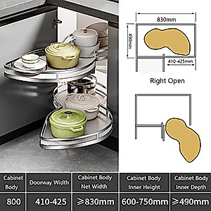 JayHumphrey Swing Left/Right Blind Corner Cabinet Pull Out, Soft Close 2 Tier Swing Tray Corner Cabinet Pull Out Blind Shelf Organizer for 36inch Cabinet, Right Open