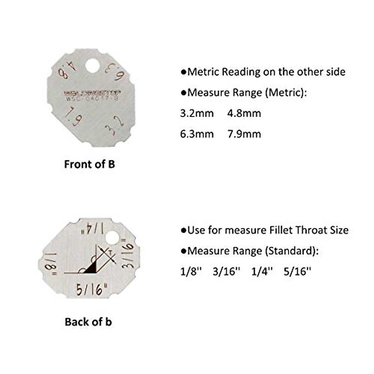 Welding Gauge Kit Weld Fillet Throat Size Leg Length Gage Set In Inch Metric Stainless Steel 4pcs Key Set