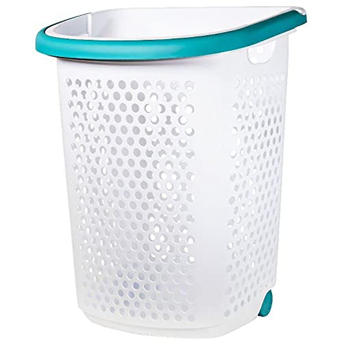 CR-FUSE Bushel Home Logic Rolling Hamper with Pop-Up Handle, White