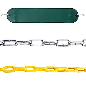Sunnyglade Swings Seats Heavy Duty with 66" Chain,Playground Swing Set Accessories Replacement with Snap Hooks and Hanging Strap Support 440lb (Green)