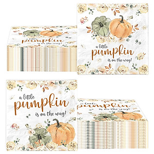 A Little Pumpkin is on The Way 40pcs Napkin Little Pumpkin Baby Shower Party Decorations Fall Pumpkin Floral Boy Girl Disposable Paper Napkin Gender Reveal Party Supplies