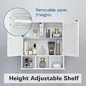 TaoHFE Bathroom Cabinet,Bathroom Wall Cabinet with 2 Door Adjustable Shelves,Over The Toilet Storage Cabinet,White Bathroom Cabinet Wall Mounted,Medicine Cabinets for Bathroom Laundry Room Kitchen