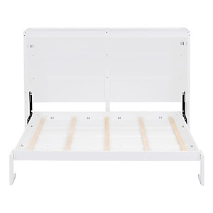 CJLMN Muti-Functional Design Full Size Murphy Bed Wall Bed with Space-Saving,Hide a Bed on a Cabinet,for Guest Room Home Office (White)