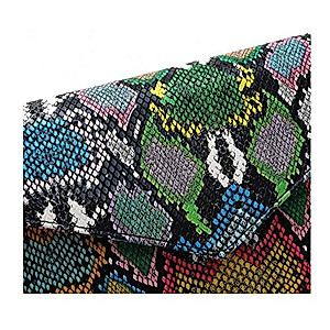 Dolce Na Women Snakeskin Pattern Handbag Envelope Clutch Bag Retro Purse (Snakeskin(Blue))