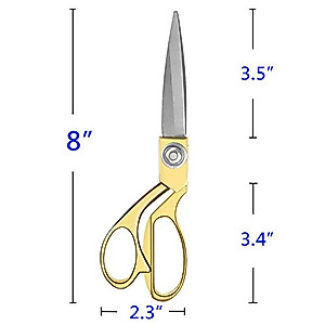 Wild & Bold Fabric Scissors All Purpose 8"Gold Sewing Scissors Professional Scissors Heavy Duty with Ultra Sharp Stainless Steel Blade Shears Left Handed Scissors For Office Craft Scissors(New Gold)