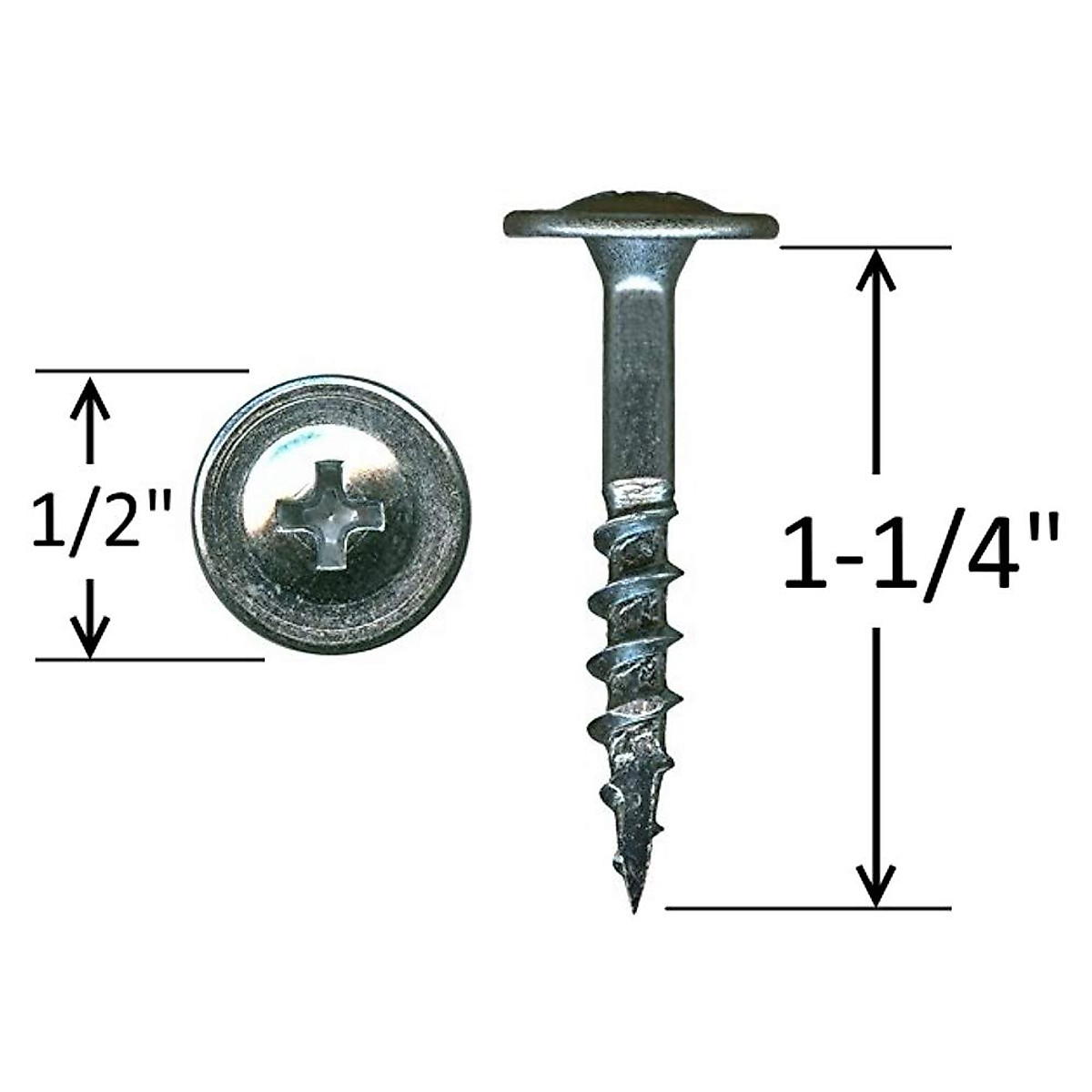 Drawer Front Adjusting Screws - Round Washer Head - Philips Drive - #8 x 1.25" - Zinc Plated - Box of 100