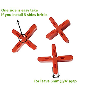 Outdoor Brick leveling Spacers DIY 5/8-Inch Tile Spacers for Slab Spacers 50 pieces/package Red Brick install Leveling Tool Joint Crosses Building Products Material 15mm x 6mm