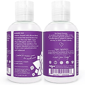 Sliquid Silk Intimate Lubricant - Silicone & Water-Based Lube Blend for Women/Men/Couples, Hypoallergenic Lube, Hybrid Silicone Lube & Water-Based Lubricant, Waterproof, Unscented, 4.2 Fl Oz