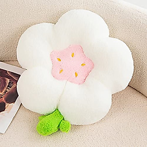 HXIYAN Flower Shaped Pillow Super Soft Cushion Plush Waist Cushion Flower Floor Cushion Lovely Room Decoration and Plush Pillow (19.6in*16.5in, White)