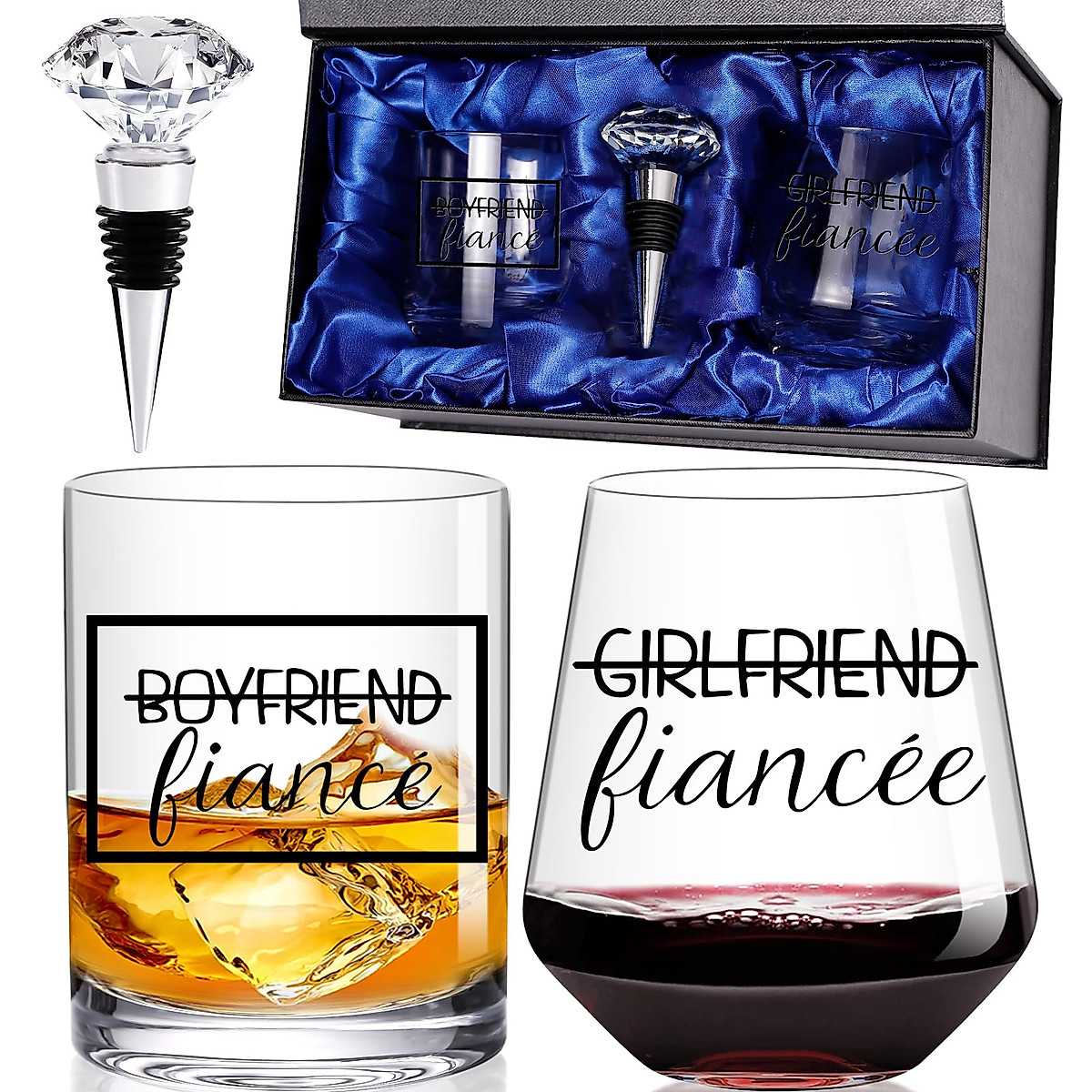 comfit Engagement Gifts for Couples - 【HAND-BLOWN】- Bridal Shower Gifts for Bride, Gifts for Newly Engaged Couples, Happy Engagement Gifts, Fiancé Gifts for Her, Bride to Be Gifts