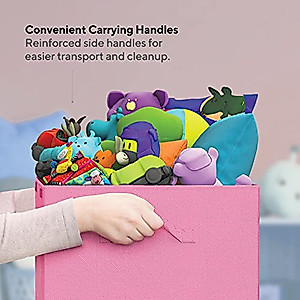 Mindspace Kids Toy Storage Organizer - Large Toy Chest for Girls - Big Toy Box for Girls, Boys, Baby, Toddler - Stuffed Animal, Baby Doll, Toy Storage Bins for Playroom Organization and Storage, Pink