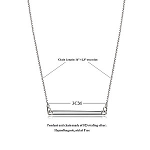 CISHOP Minimalist Balance Sterling Silver Bar Pendant Necklace for Women