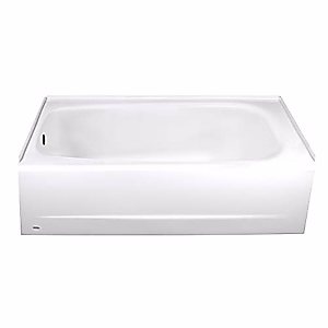 American Standard 2460002.020 Cambridge Procelain-Enameled Steel 60-In X 32-In Alcove Bathtub with Left Hand Drain, 50-60 gal, White