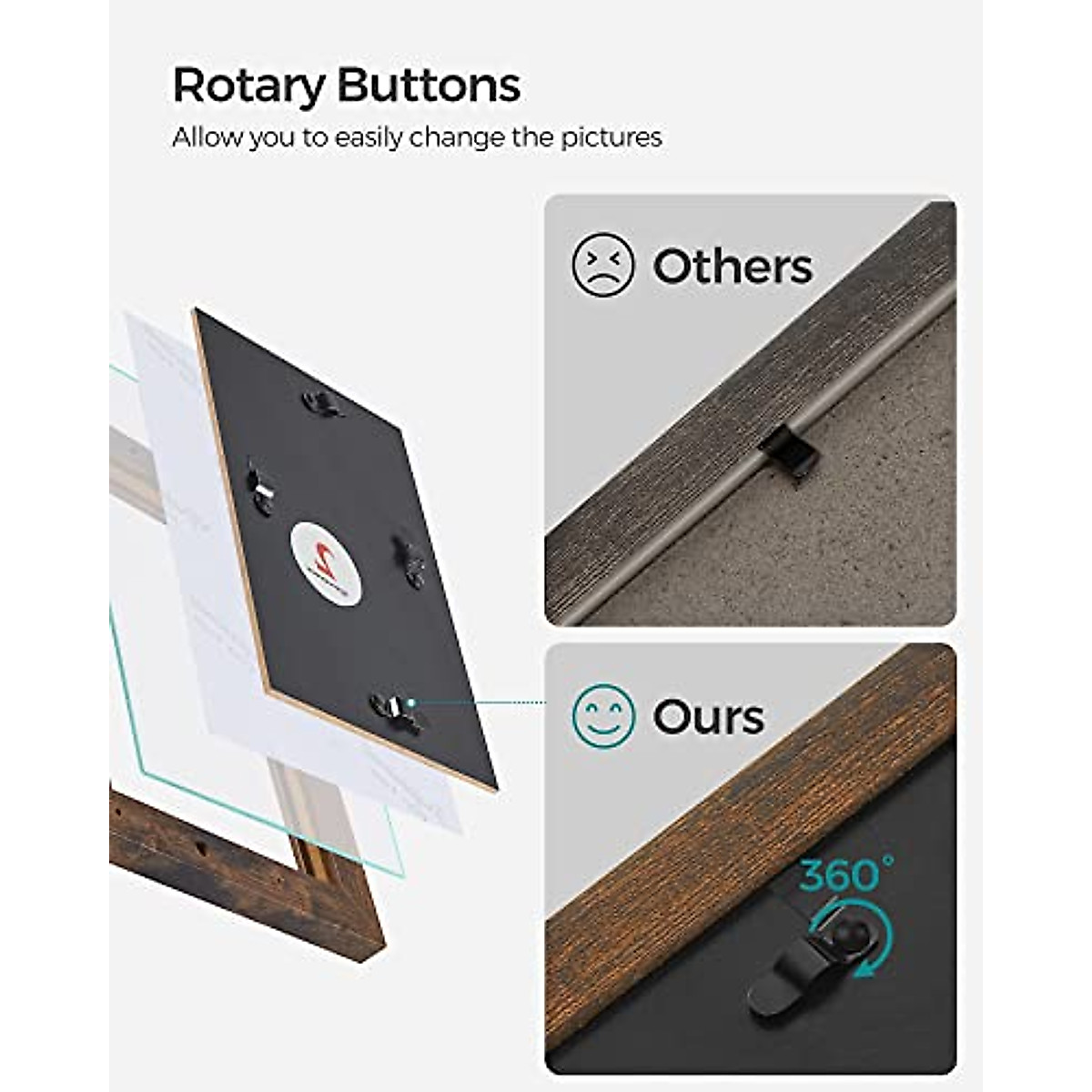 SONGMICS 4x6 Collage Picture Frames, Multi Picture Rustic Photo Frame Set with Glass Front for Wall Décor, Assembly Required (12-Pack)