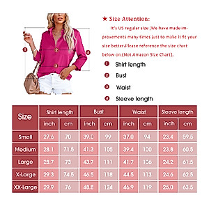 OMSJ Women's Button Down Shirts Satin V Neck Long Sleeve Casual Work Blouse Tops with Pocket (1173M, Black)