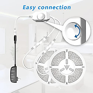 phopollo White LED Strip Lights, 50ft Dimmable 6500k Daylight White Led Light Strip, 900 LEDs Flexible Led Lights for Bedroom, Mirror, Kitchen Decoration