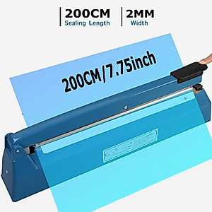 Impulse Heat Sealer Poly Bag Heat Sealer Sealing Machine Heat Seal Closer for Plastic Bags PE PP Bags with Extra Repair Kit (8 inch)