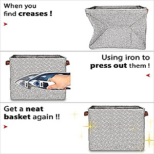 homwarmy Set of 3 Large Storage Baskets Clothes Organizing Baskets for Shelves Storage Bins with Labels, 15.7 x 11 x 9.8'' Collapsible Rectangular Linen Storage Baskets for Kids & Dog Toys