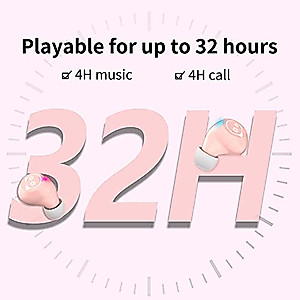 Pink Wireless Earbuds for Girls,Bluetooth Earbuds Hi-Fi Stereo Noise Cancellation Earphones 36H Playtime Bluetooth 5.0 Headphones Touch Control Waterproof Headset with Charging Case/Microphone (Pink)